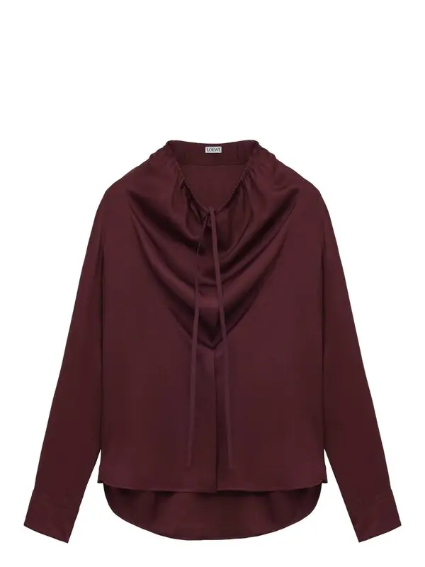 Loewe Silk-blend Satin Blouse - Burgundy
