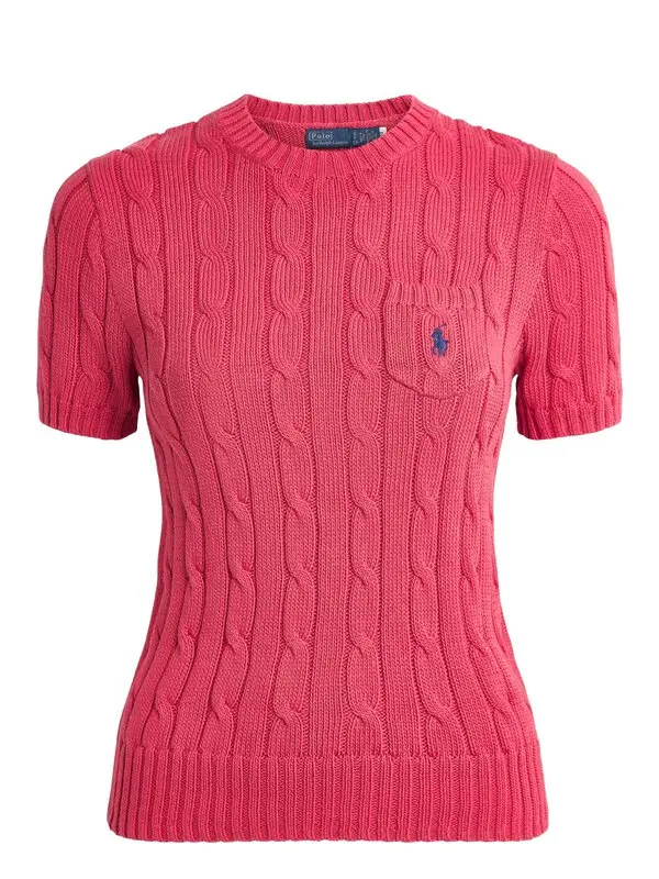 Polo Ralph Lauren Cotton Cable-knit Short-sleeve Sweater - Red