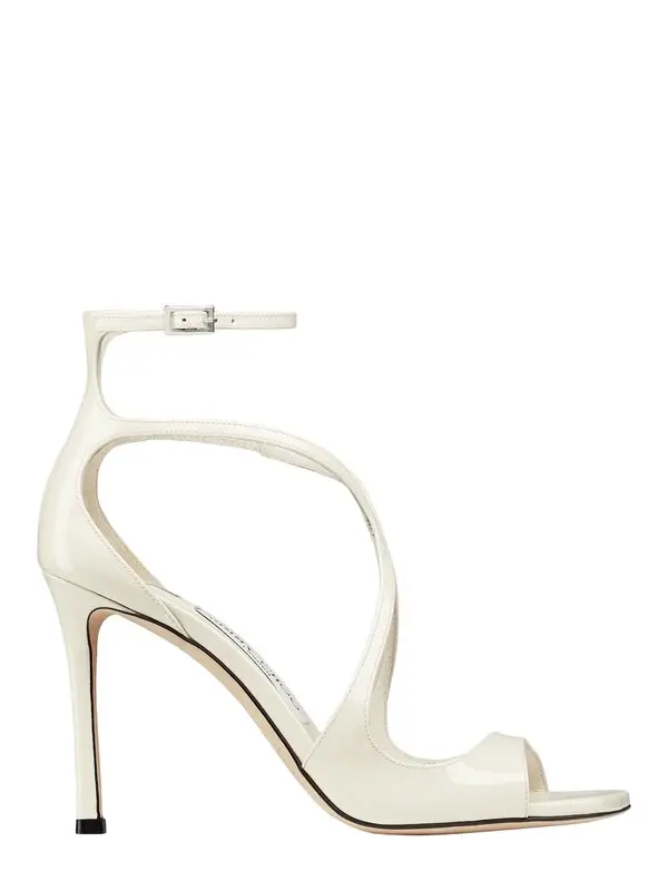 JIMMY CHOO Azia 95 Patent Leather Sandals - White