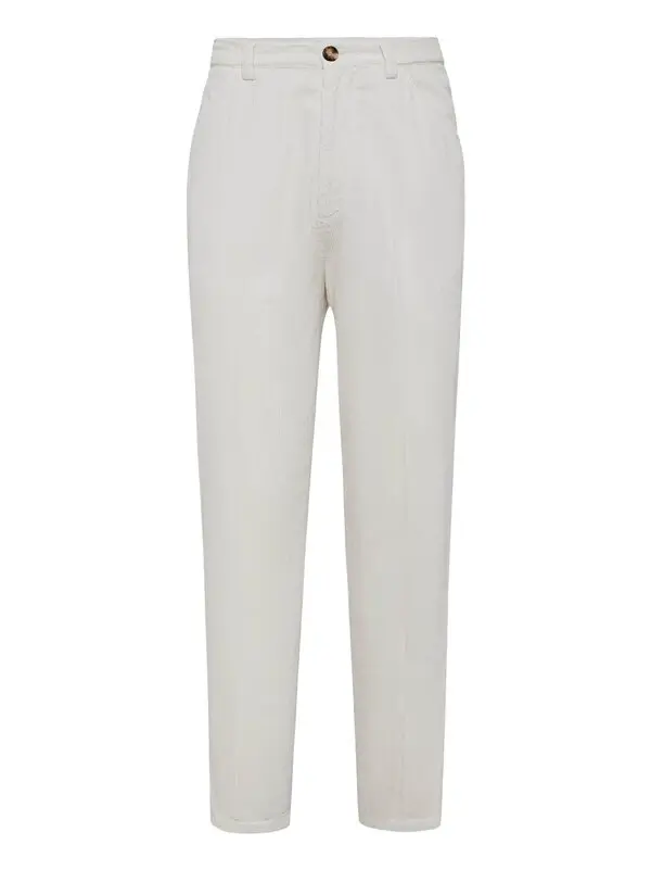 Brunello Cucinelli Cotton Corduroy Leisure Fit Trousers - White