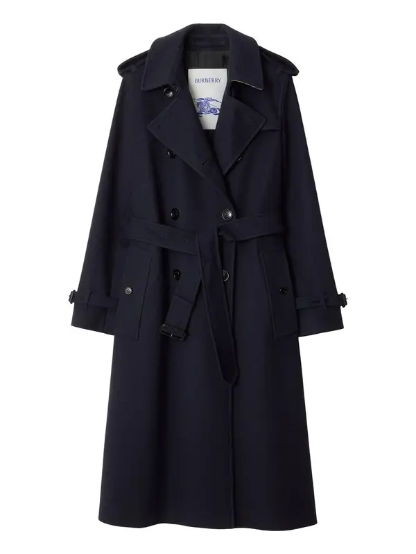 Burberry Cashmere Long Kensington Heritage Trench Coat - Navy