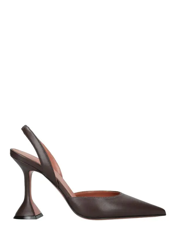 Amina Muaddi Leather Holli Slingback Pumps 95 - Brown