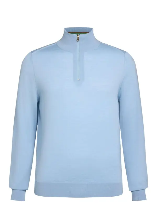 Paul Smith Merino Wool Quarter-zip Pullover - Blue