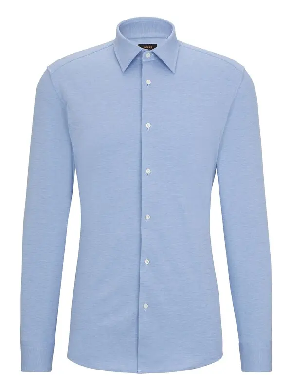 BOSS Stretch-cotton Slim Shirt - Blue