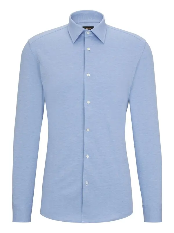 BOSS Stretch-cotton Slim Shirt - Blue