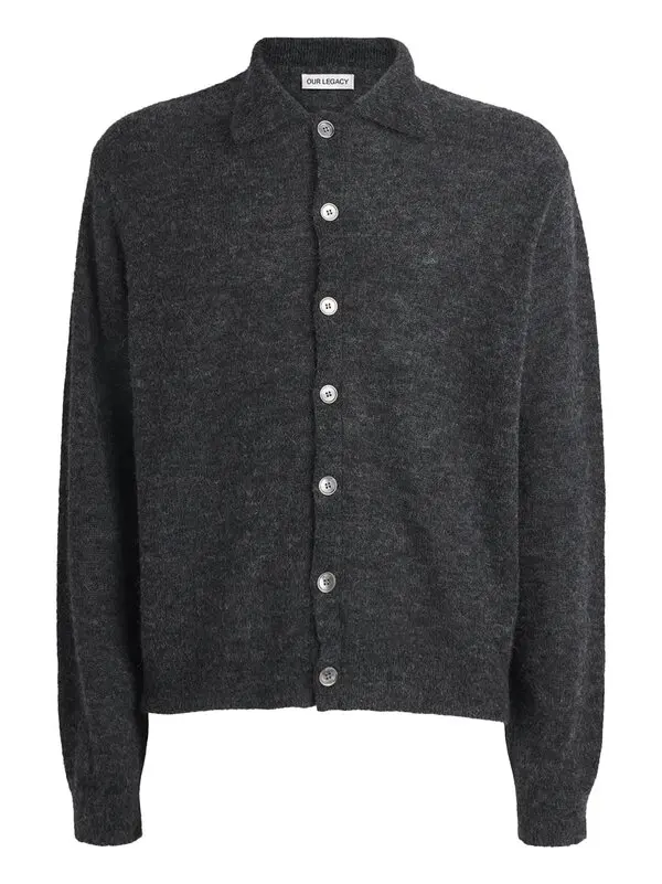 Our Legacy Alpaca-blend Evening Polo Cardigan - Grey