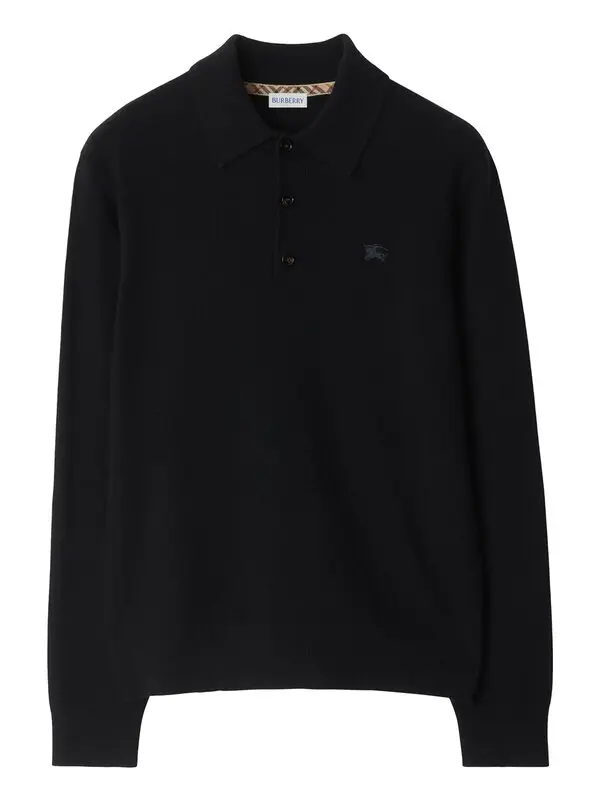 Burberry Cashmere Ekd Polo Shirt - Black