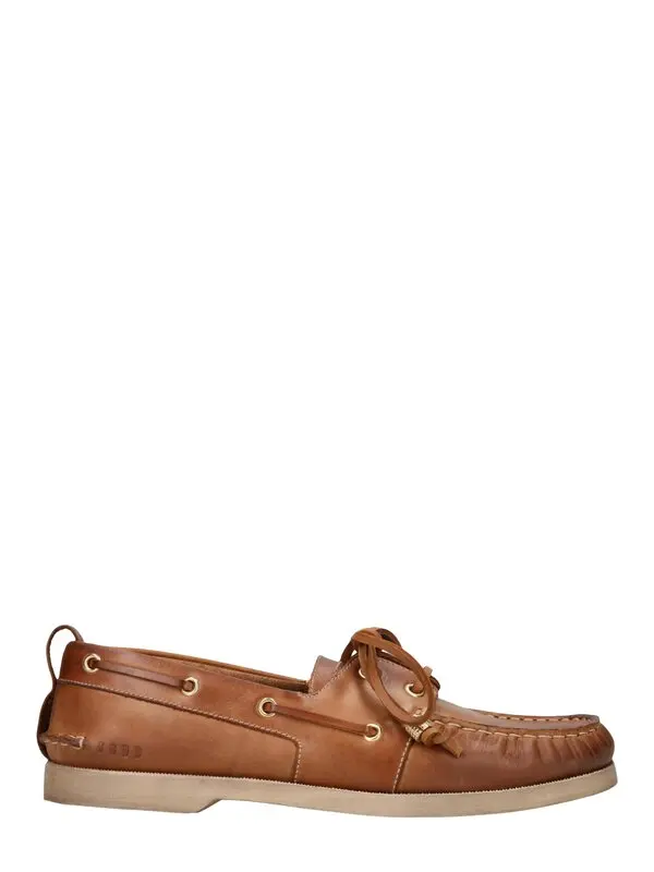 GOLDEN GOOSE Leather Boat Shoes - Beige