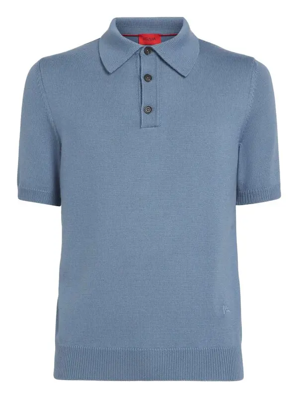 Isaia Cashmere-silk Knit Polo Shirt - Blue