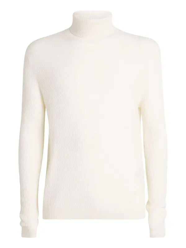 Emporio Armani Virgin Wool Rollneck Sweater - White