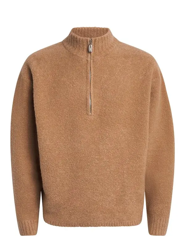 LE17SEPTEMBRE Wool-blend Half-zip Pullover - Beige