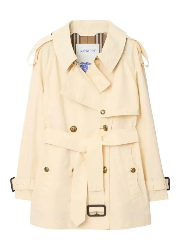 Burberry Short Gabardine Fitzrovia Trench Coat - White