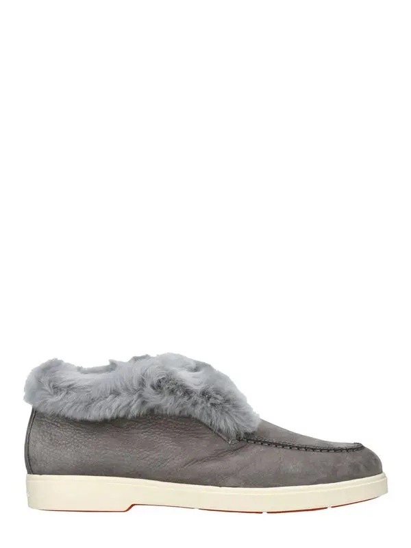 Santoni Suede And Fur Ankle Boots - Grey