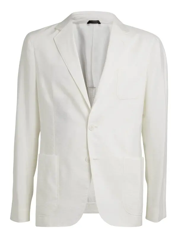 Giorgio Armani Silk-blend Single-breasted Blazer - White