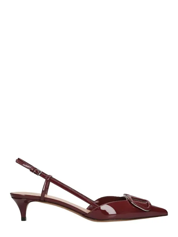 Valentino Garavani Patent Leather Vlogo Slingback Pumps - Burgundy