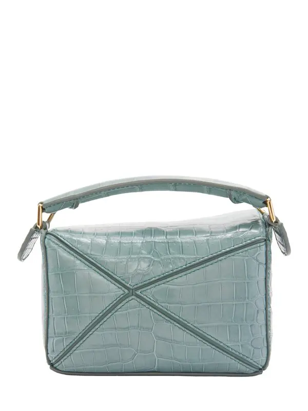 Loewe Mini Crocodile Puzzle Top-handle Bag - Grey