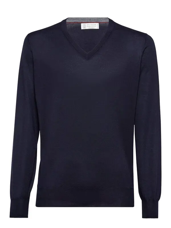 Brunello Cucinelli Cashmere V-neck Sweater - Blue