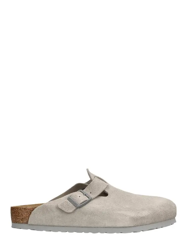 BIRKENSTOCK Suede Boston Clogs - Grey
