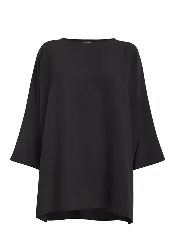 Eskandar Silk Boat-neck Top - Black