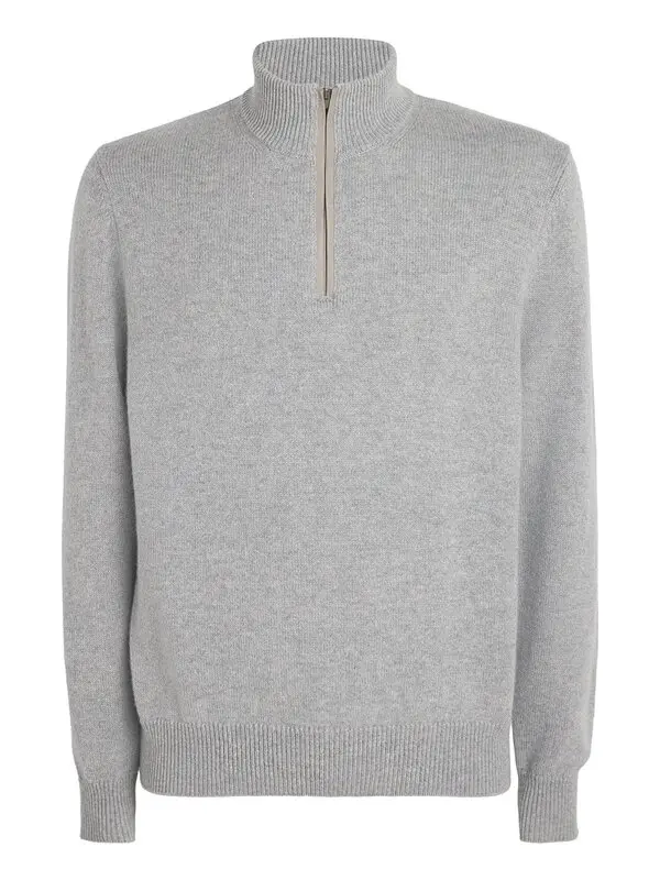 Agnona Cashmere Quarter-zip Sweater - Grey