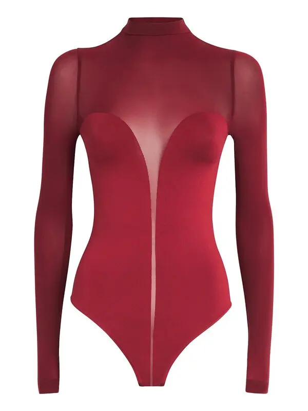 Wolford High-neck Bustier Bodysuit - Red
