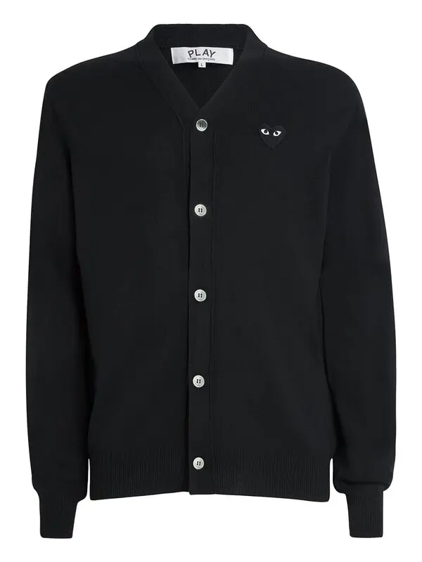 Play Comme Des Garcon Wool Heart Cardigan - Black