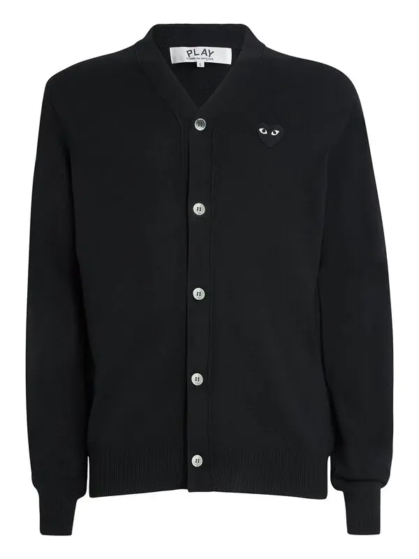 Play Comme Des Garcon Wool Heart Cardigan - Black