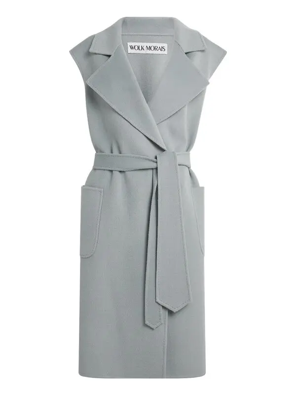 WOLK MORAIS Cashmere Sleeveless Wrap Coat - Grey