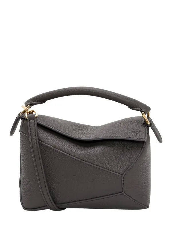 Loewe Mini Leather Puzzle Edge Top Handle Bag - Grey