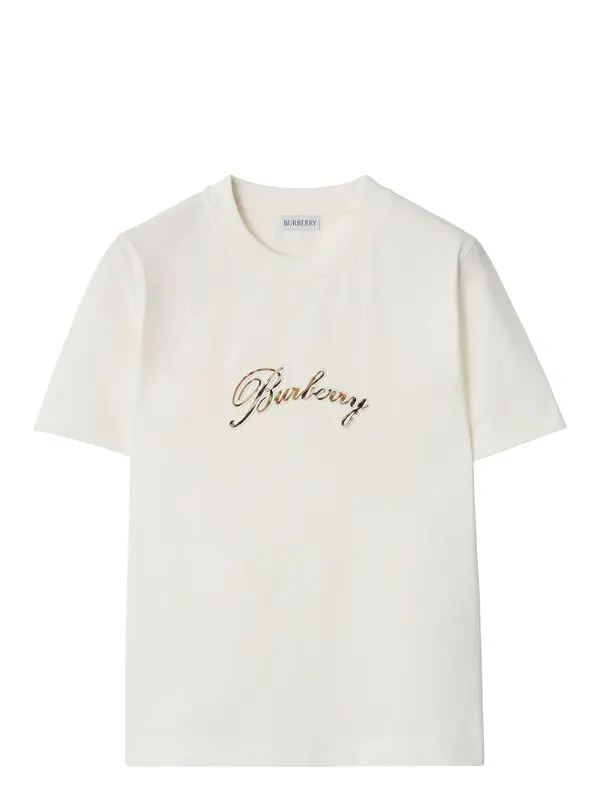 Burberry Cotton Check Logo T-shirt - White