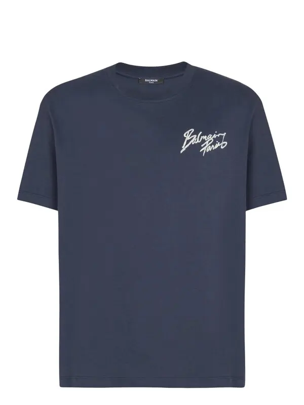 Balmain Cotton Logo T-shirt - Navy