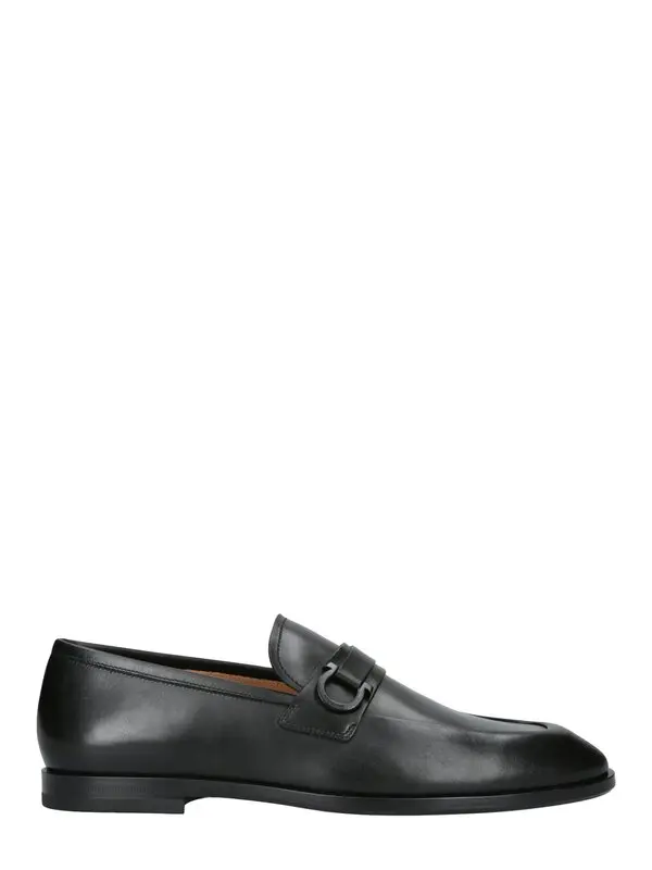 FERRAGAMO Leather Florio Loafers - Black