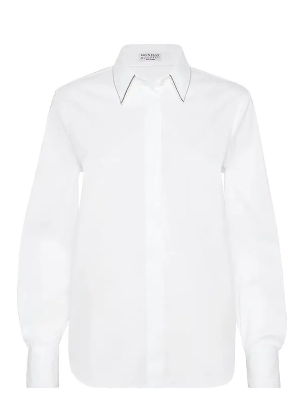 Brunello Cucinelli Stretch-cotton Poplin Monili Shirt - White