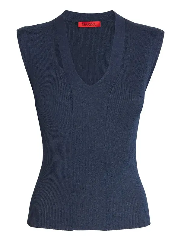 Max & Co. Knitted Cut-out Top - Blue