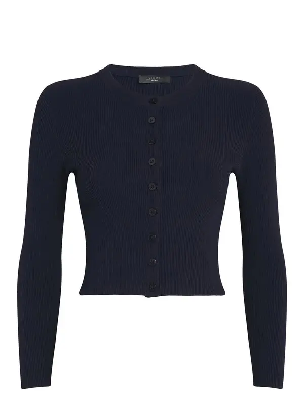 Max Mara Rib-knit Cropped Cardigan - Blue