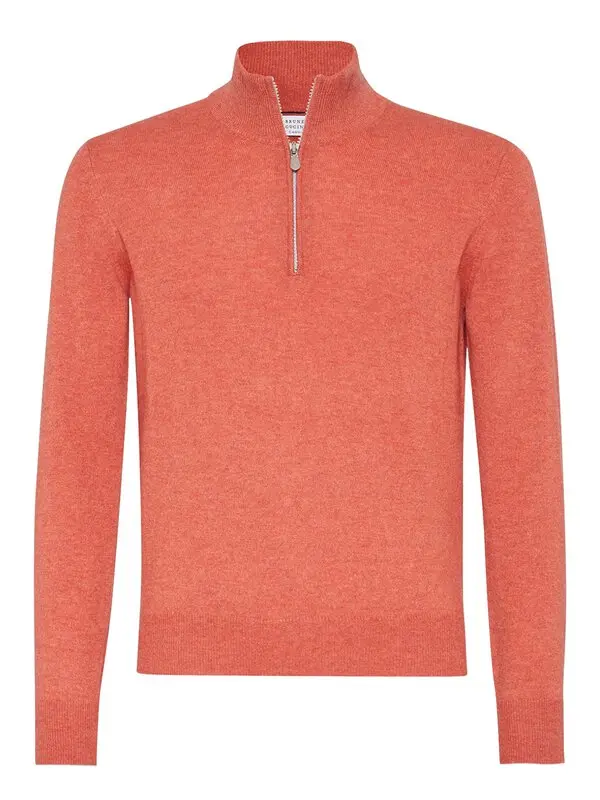 Brunello Cucinelli Cashmere Half-zip Sweater - Orange