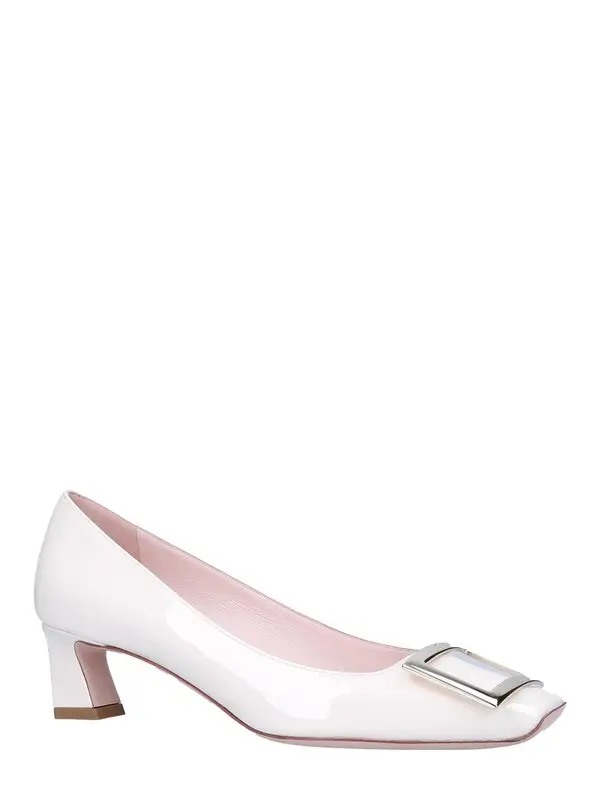ROGER VIVIER Patent Decollete Belle Vivier 45 Pumps - Beige
