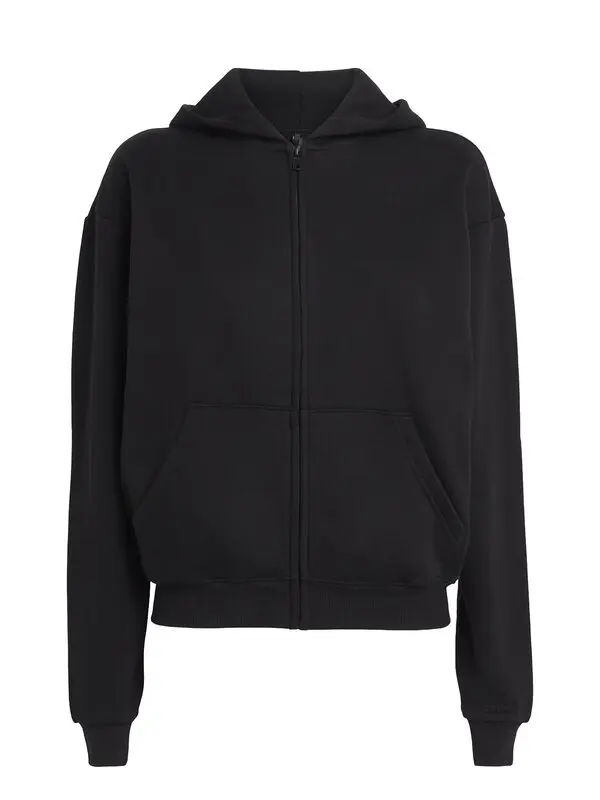 SKIMS Cotton-blend Fleece Zip-up Hoodie - Black