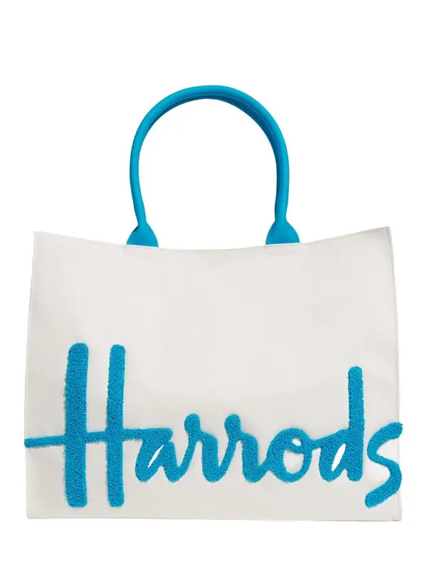 Harrods Cotton Logo Tote Bag - Blue