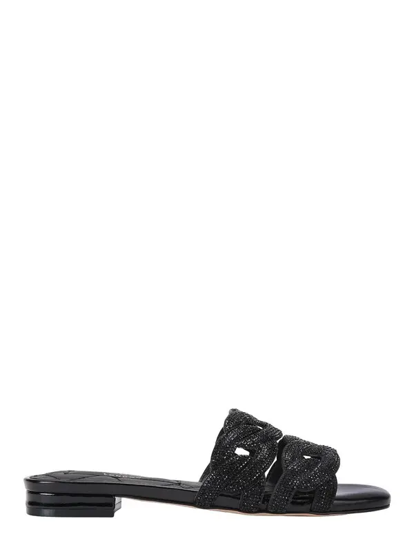 Kurt Geiger Leather Embellished Chain Sandals - Black