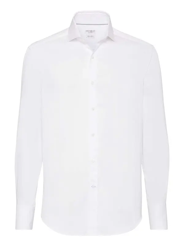 Brunello Cucinelli Cotton Twill Slim-fit Shirt - White