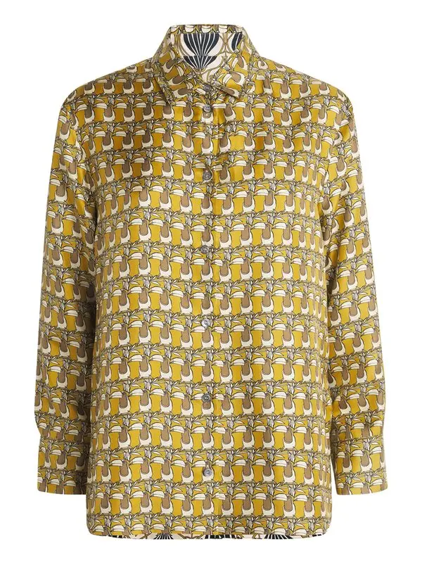 Max Mara Printed Silk Shirt - Yellow