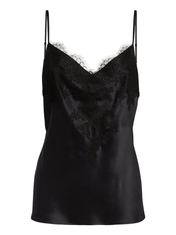MARJOLAINE Silk Lace-trim Baccarat Camisole - Black