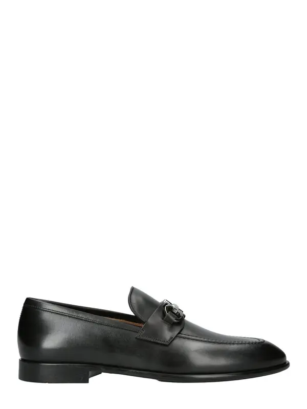 FERRAGAMO Leather Foster Gancho Loafers - Black