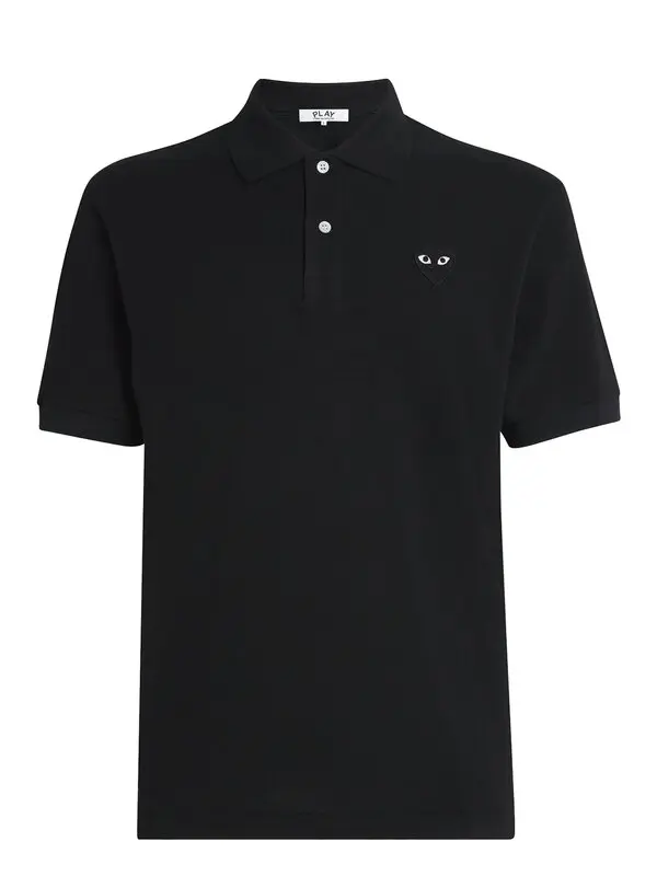 Play Comme Des Garcon Heart Logo Polo Shirt - Black