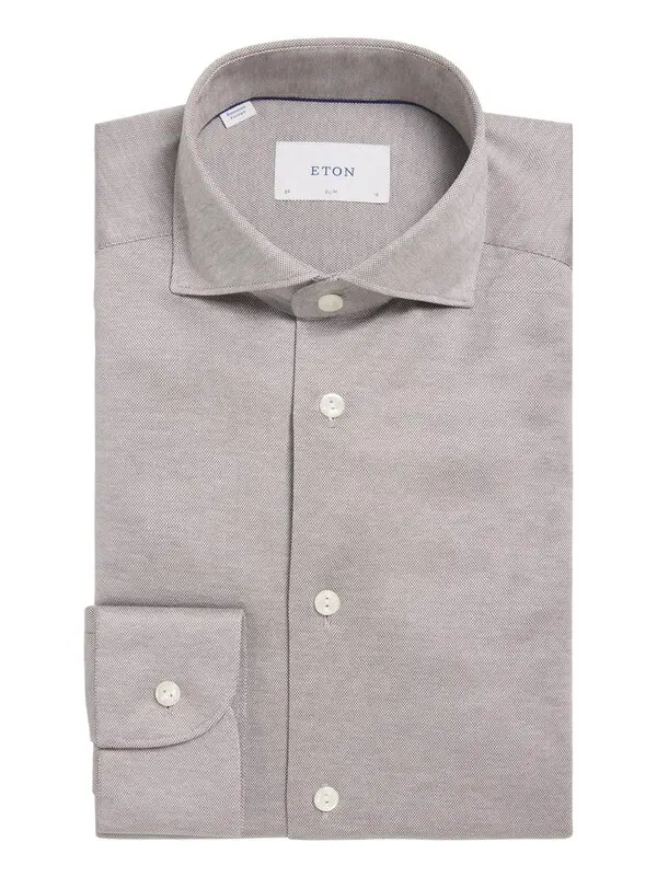 Eton Cotton Filo Di Scozia Slim Shirt - Beige