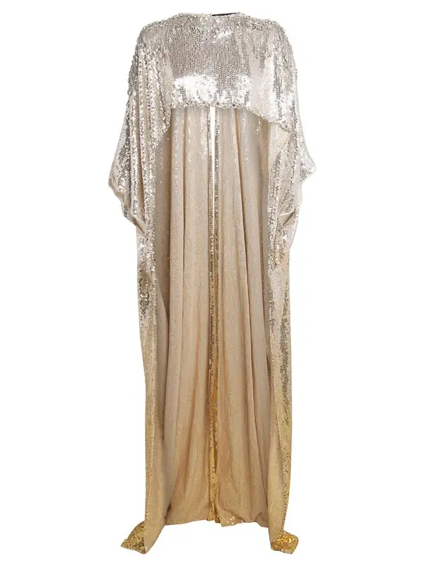 Jenny Packham Sequin Cassia Cape Gown - Silver