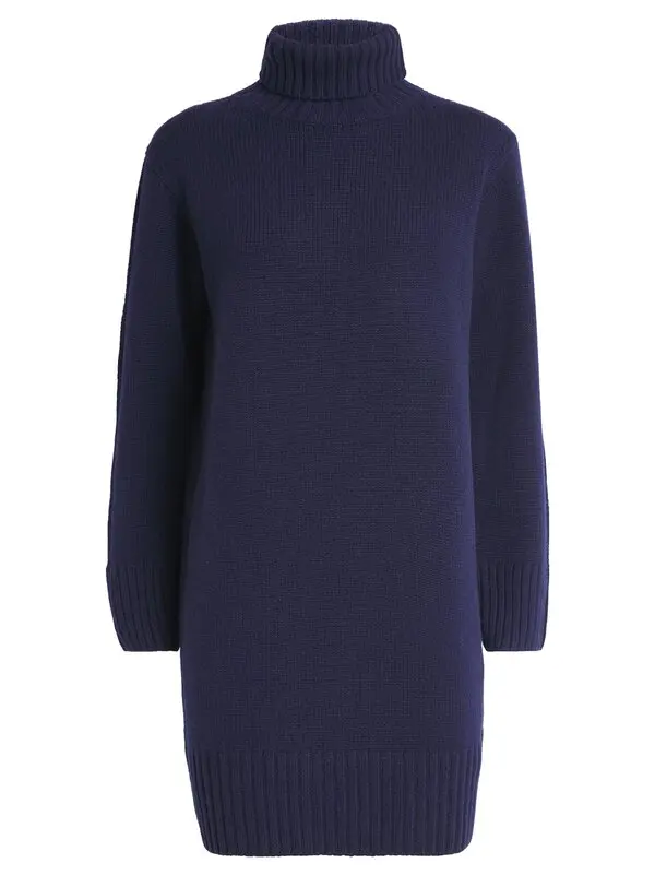 Harrods Cashmere Rollneck Mini Dress - Navy