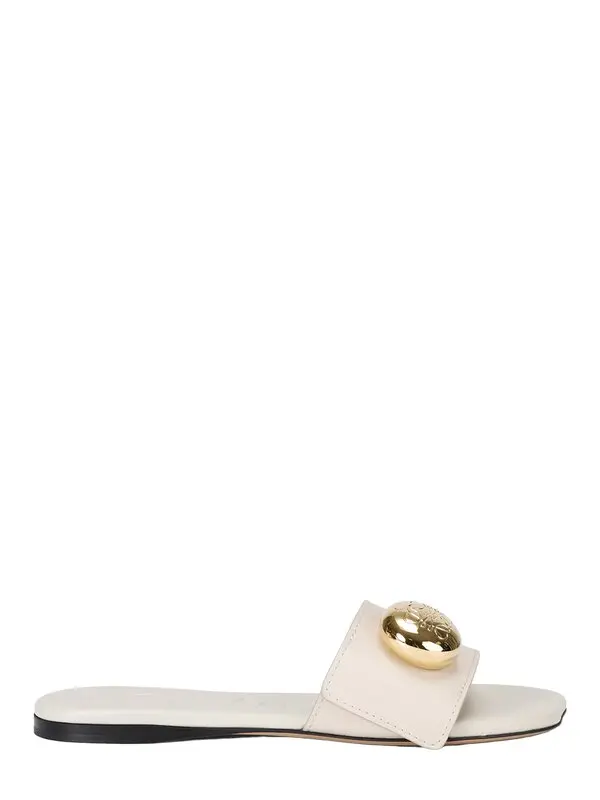 Loewe Leather Pebble Slides - Ivory