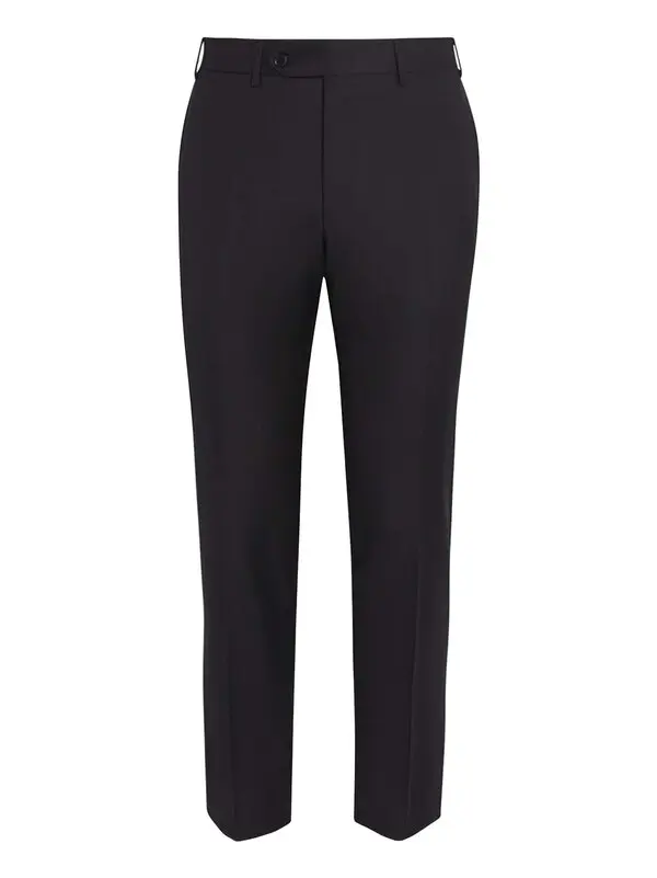 Canali Wool Straight Trousers - Black